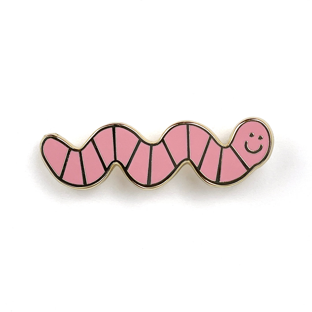 Pink Earth Worm Enamel Pin