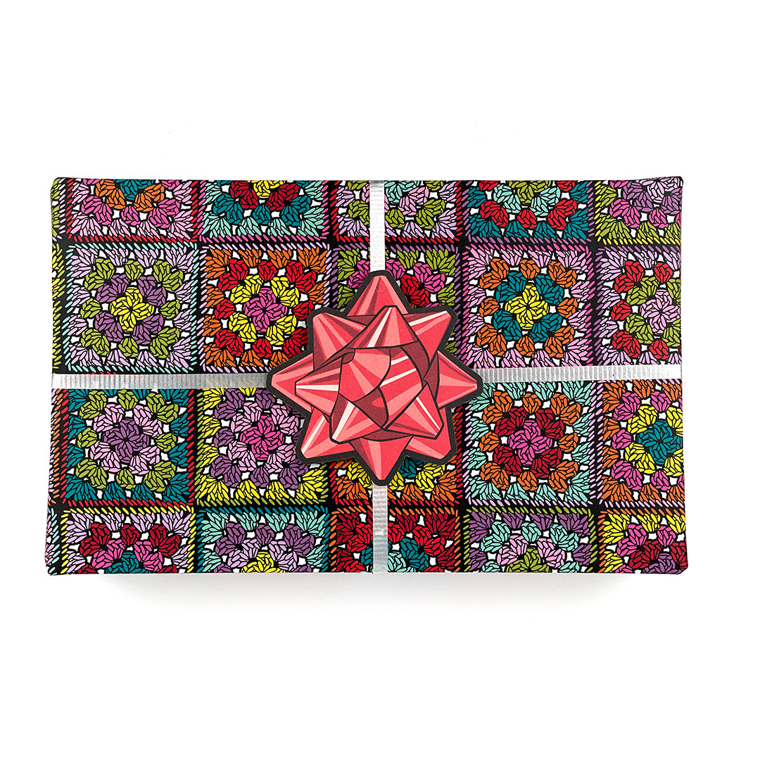Flat Wrapping Paper Sheets- Granny Squares