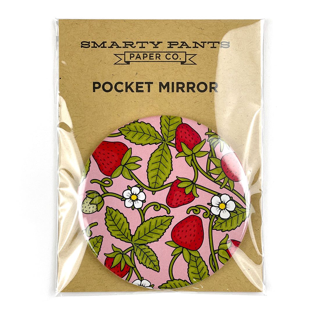 Strawberry pocket mirror – Smarty Pants Paper Co. Strawberry pocket mirror – Smarty Pants Paper Co.