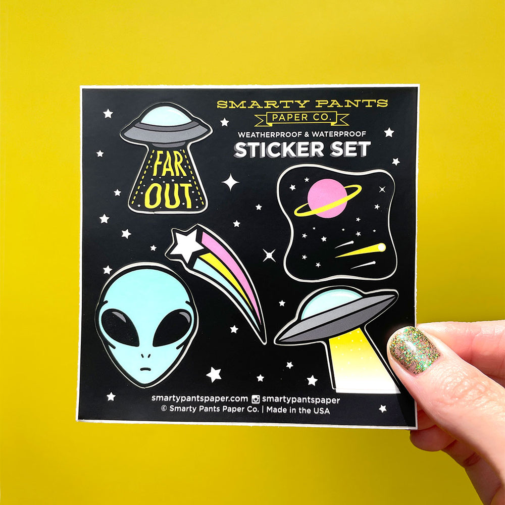Alien UFO Waterproof Sticker Sheet