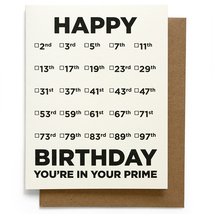 Nerdy Birthday Prime Number Card