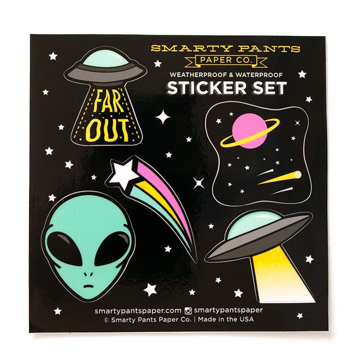 Alien UFO Waterproof Sticker Sheet